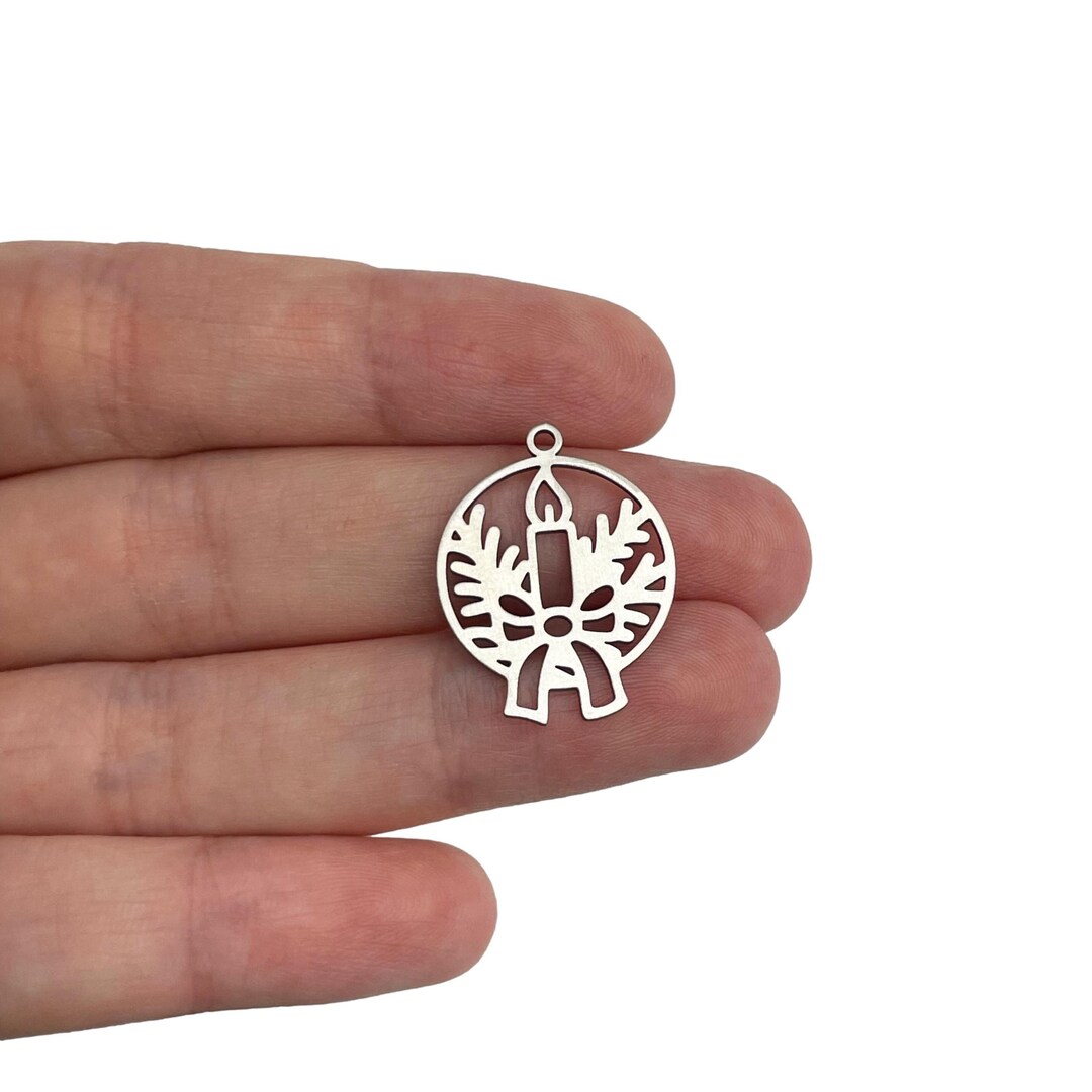 Steel Christmas Candle Charm, Laser Cut Christmas Pendants, Mistletoe ...