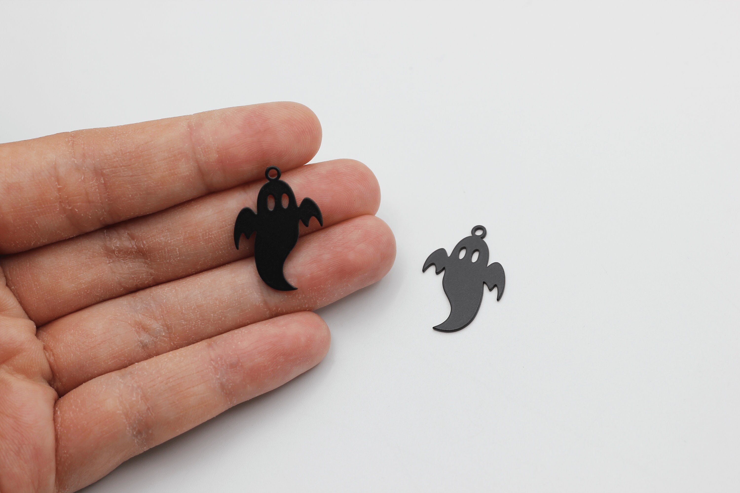 17x24mm Black Ghost Charm, Cute Ghost Pendant, Stainless Steel ...
