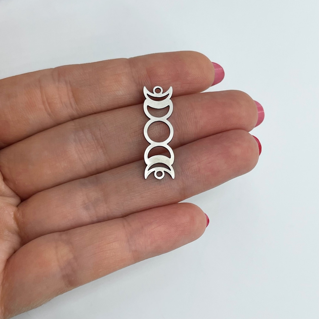 Stainless Steel Moon Connectors, Steel Moon Phase Charm Pendant ...
