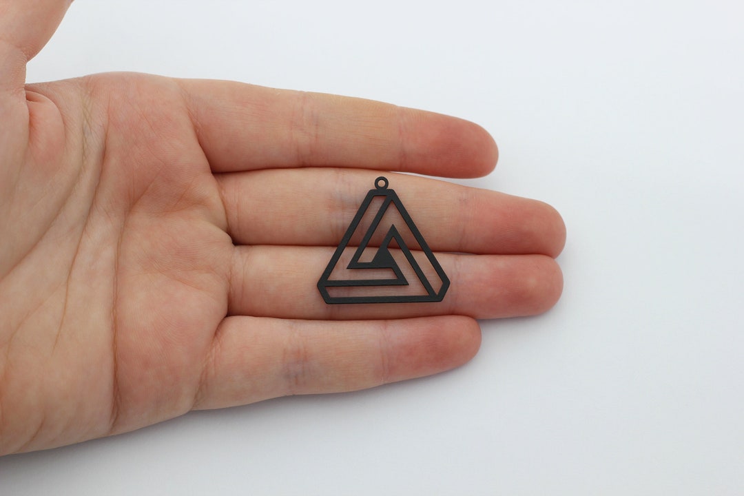 Black Plated Laser Cut Triangle Charms, Penrose Triangle Pendant ...