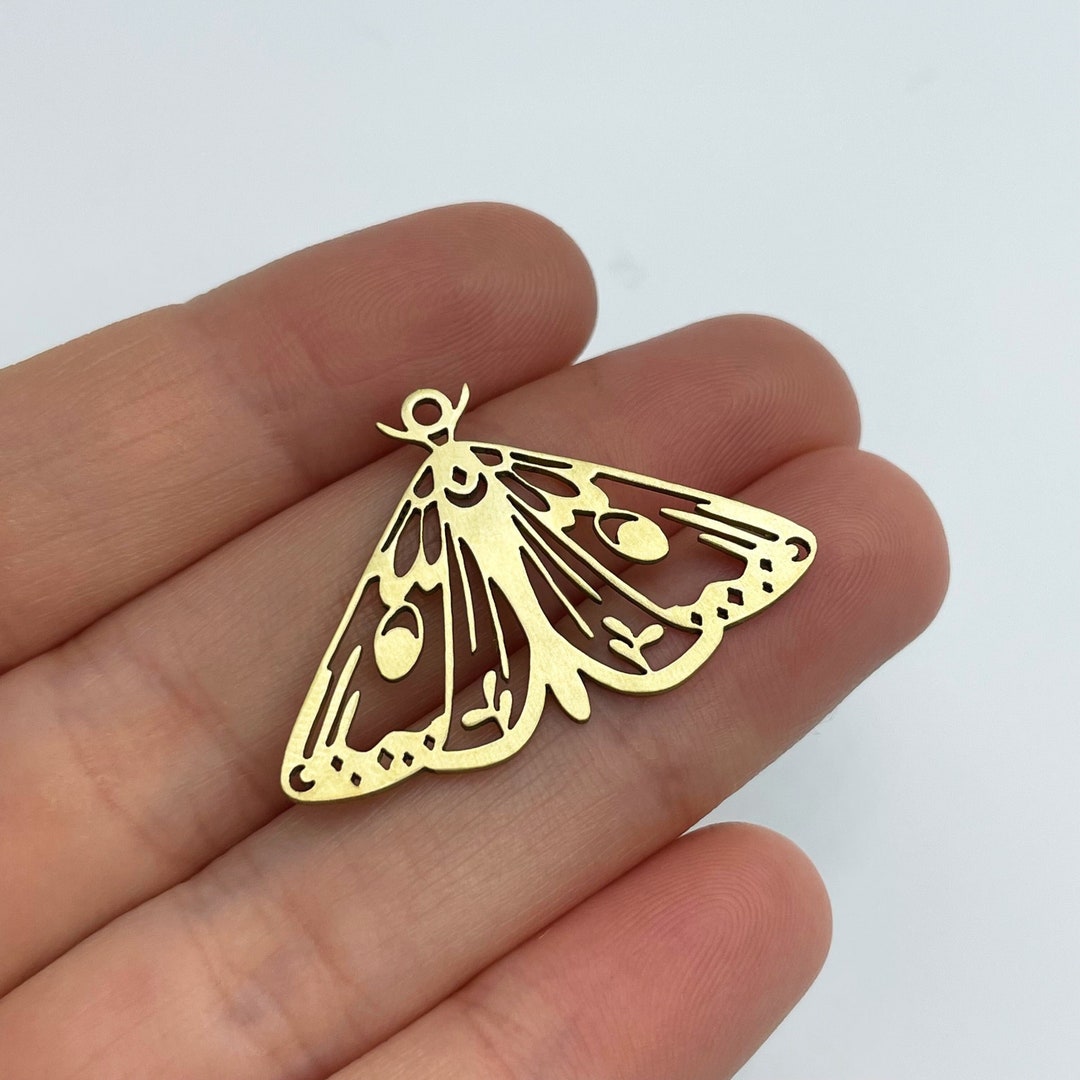 Raw Brass Moth Charm, Brass Moth Pendant, Butterfly Charm Pendant ...
