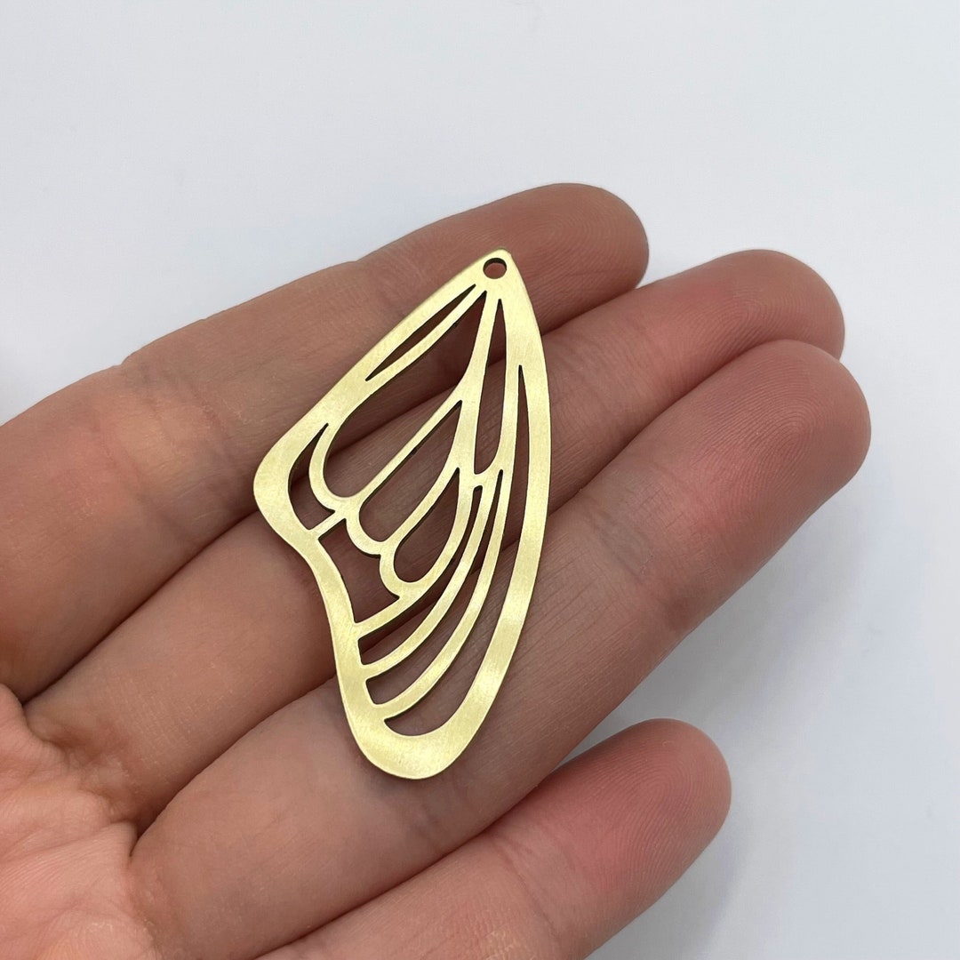 6x Raw Brass Wing Charm, Brass Butterfly Wing Charm, Wing Earring Charm ...