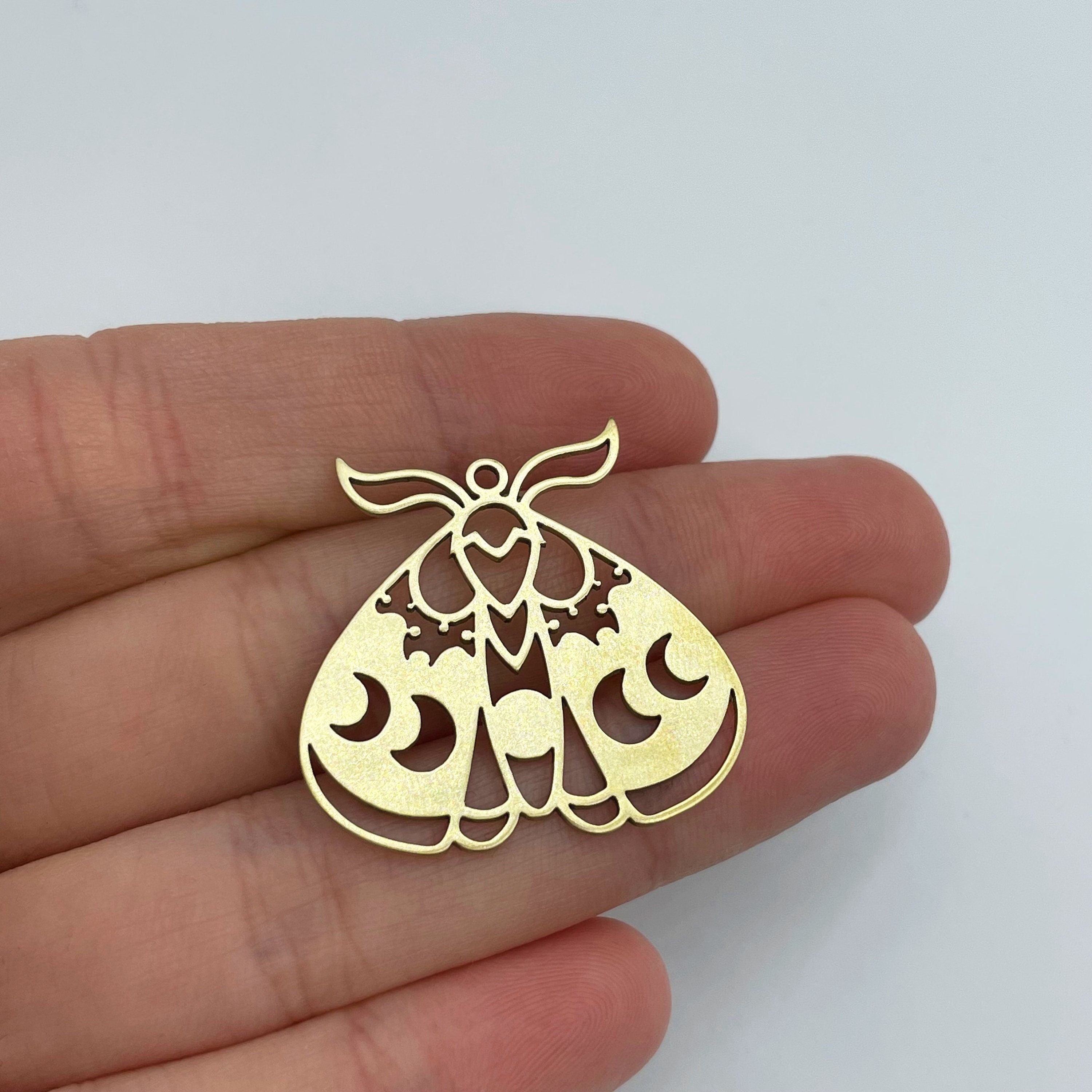 Raw Brass Moth Charm Luna Moth Pendant Wicca Pagan Pendant - Etsy