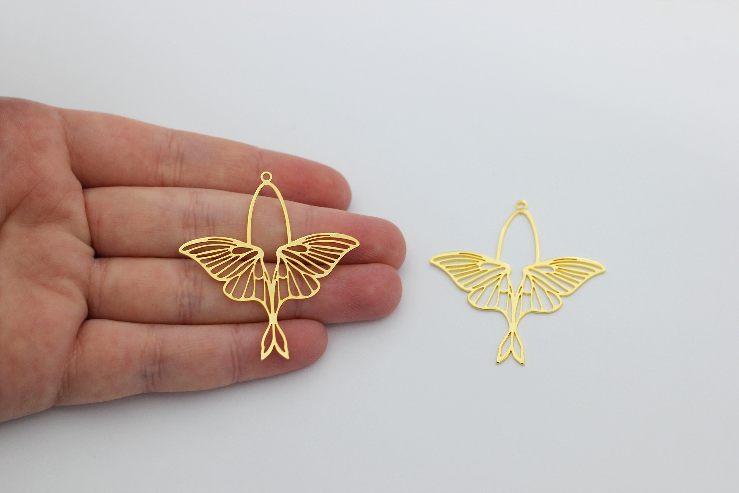24k Gold Plated Moth Pendant, Moth Earring Charms,laser Cut Butterfly ...