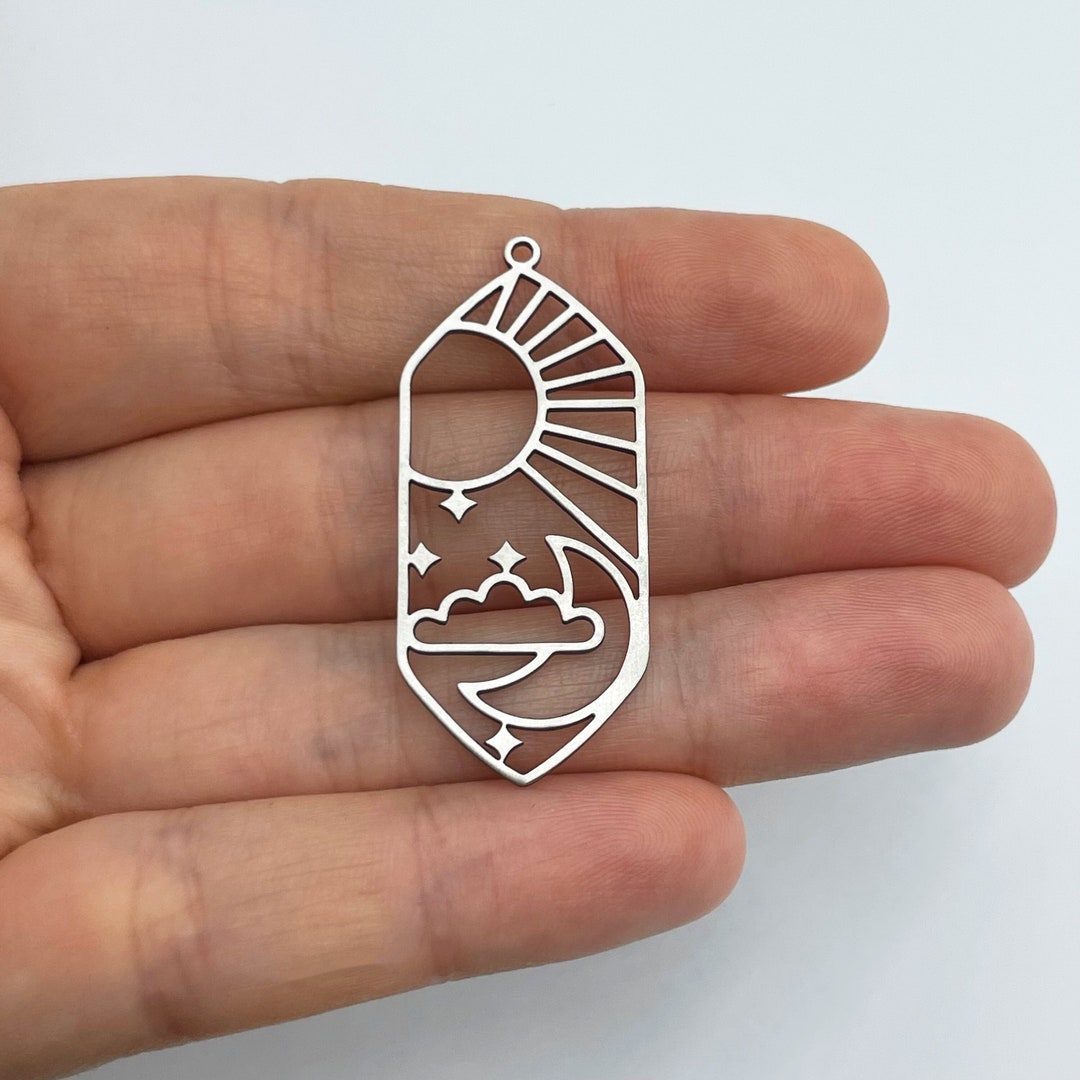 Stainless Steel Sun Charm, Sun Moon and Cloud Charm, Celestial Charms ...