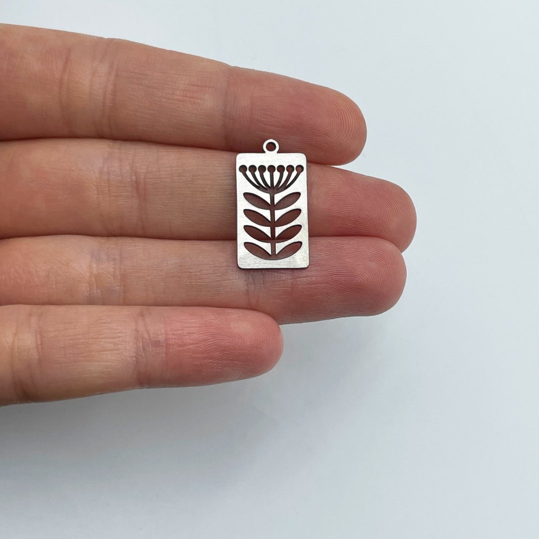 6x Stainless Steel Leaf Charm, Dandelion Charm With 1 Loop, Steel ...