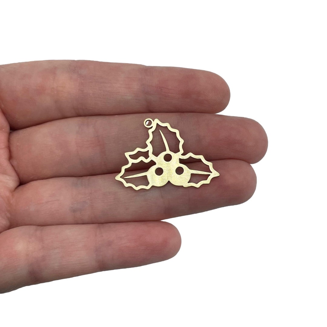 21x30mm Brass Mistletoe Charm, Laser Cut Christmas Charms, Brass ...