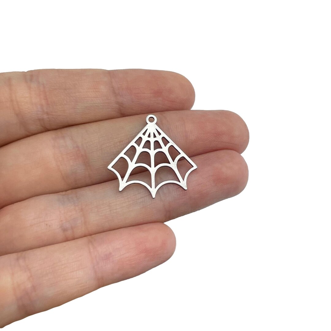 22x24mm Stainless Steel Spider Web Charm, Halloween Charms, Web Pendant ...