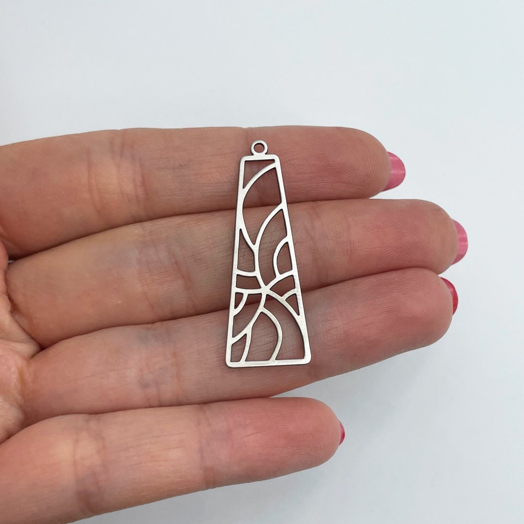 Stainless Steel Rectangle Charm, Laser Cut Charms for Jewelry Making ...