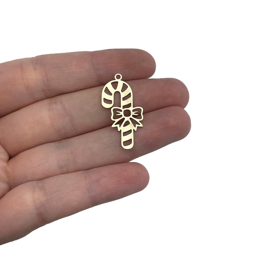 15x30mm Brass Candy Cane Charm, Laser Cut Brass Earring Charms ...