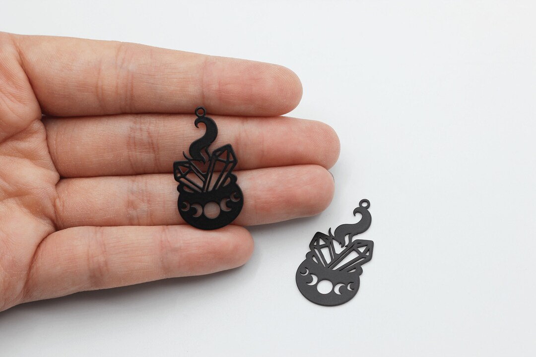Black Plated Cauldron Charm, Witch Pot Charm, Halloween Boiling Pot ...