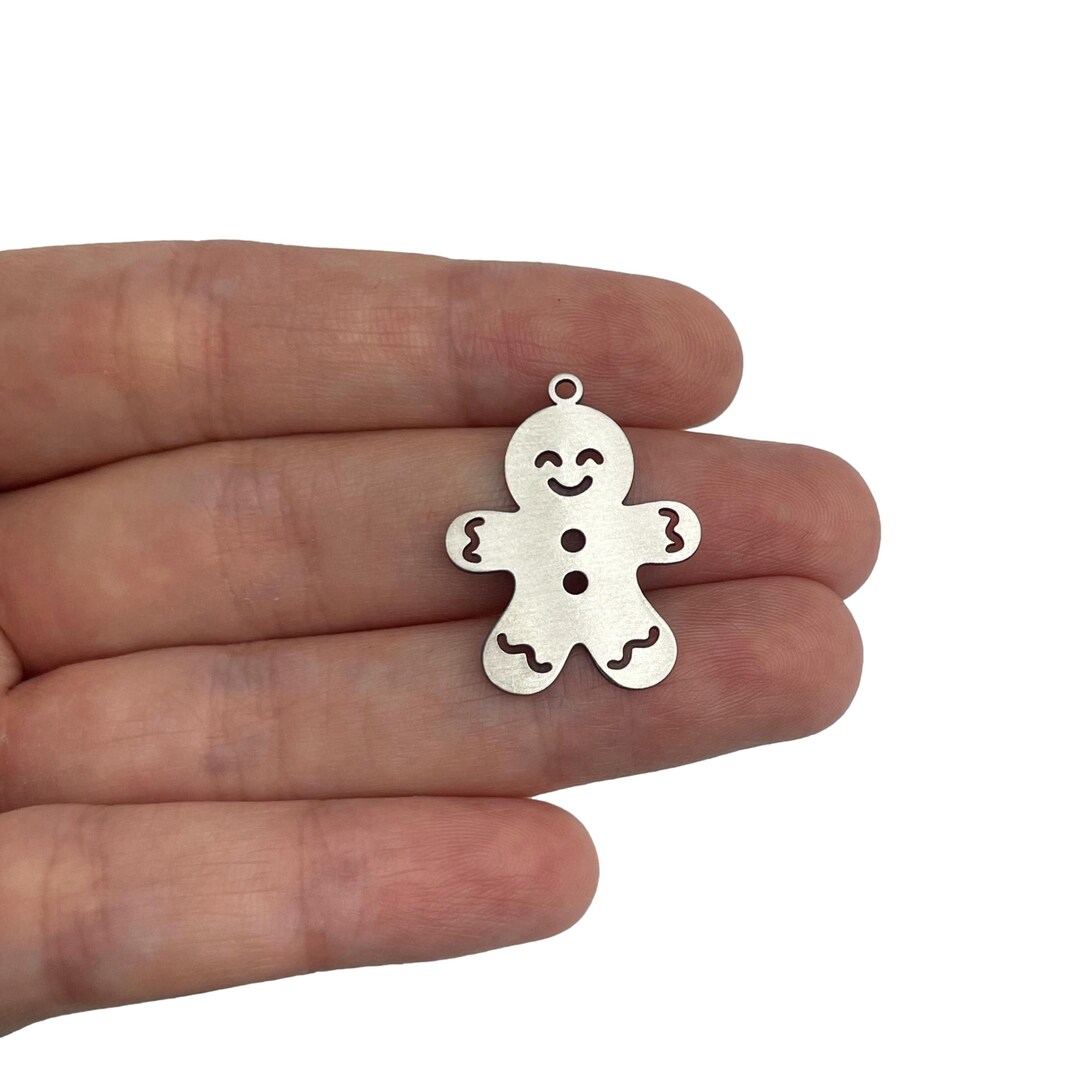 21x27mm Steel Gingerbread Man Charm, Christmas Holiday Winter Charms ...