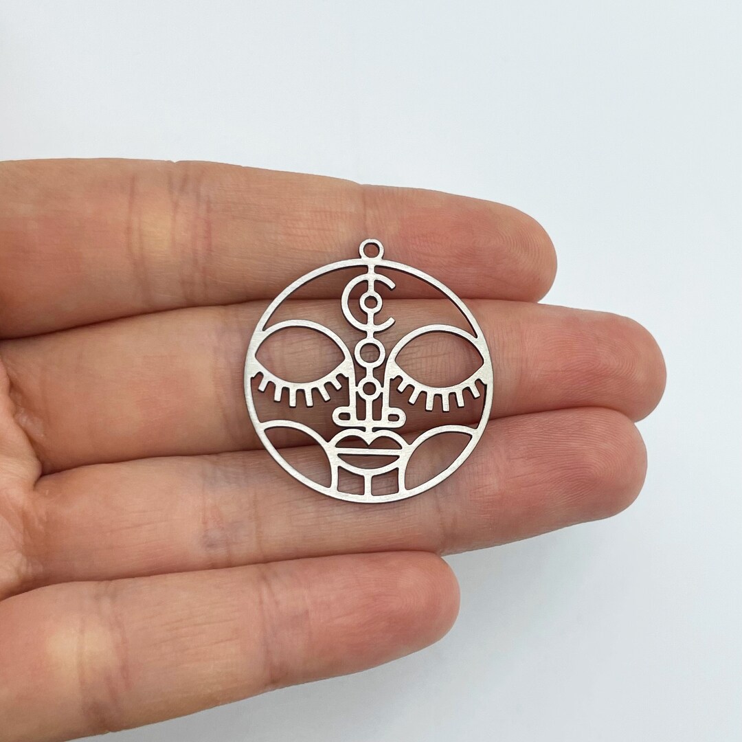 Stainless Steel Face Charm, Tribal Mask Charm, Jewelry Components ...