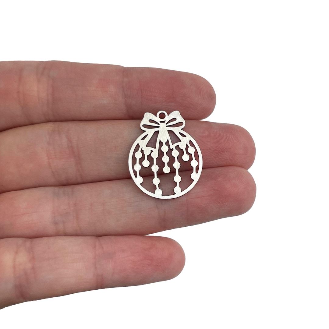Steel Christmas Bauble Charm, Christmas Ornament Charms, Holiday Winter ...