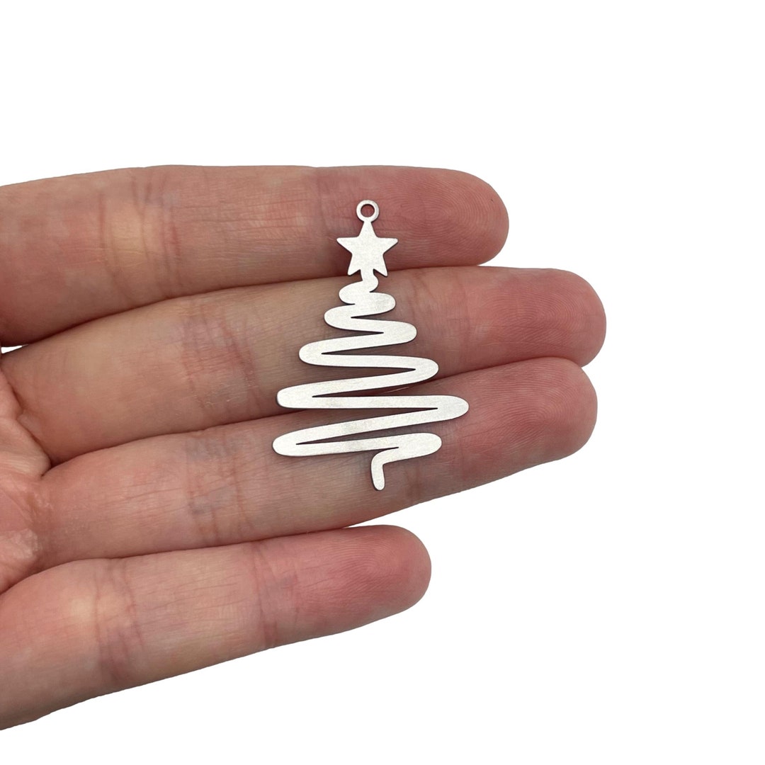 Stainless Steel Geometric Christmas Tree Charm, Handmade Jewelry Craft ...