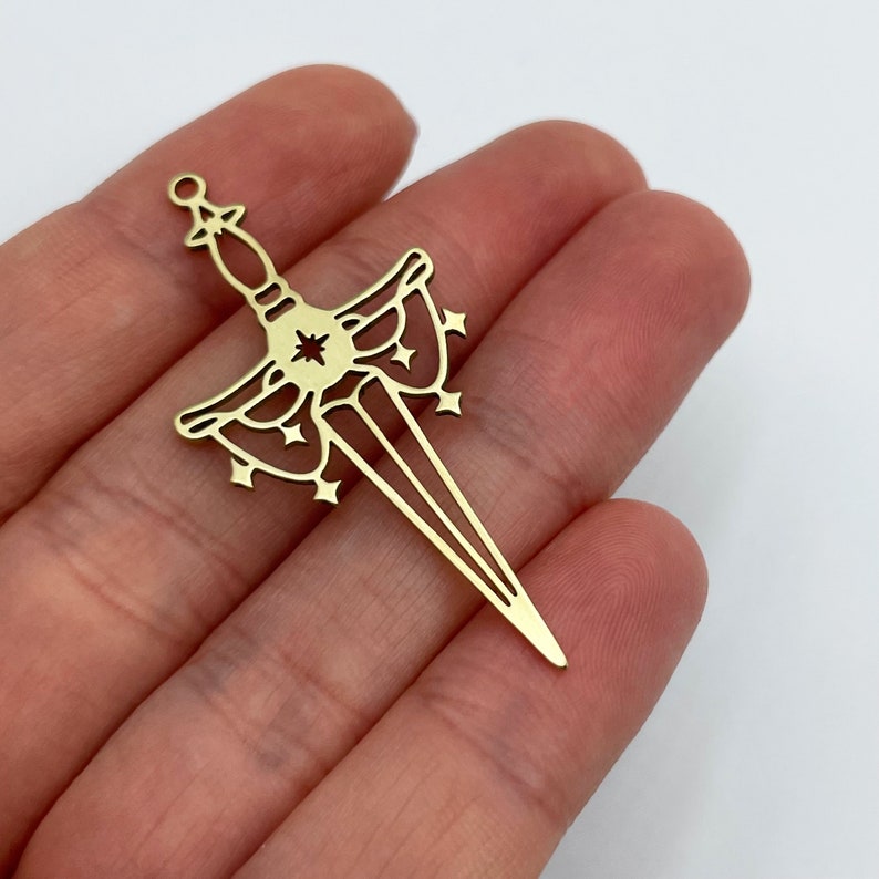Raw Brass Sword Charm, Brass Knight's Sword Pendant, Brass Knife Charm ...