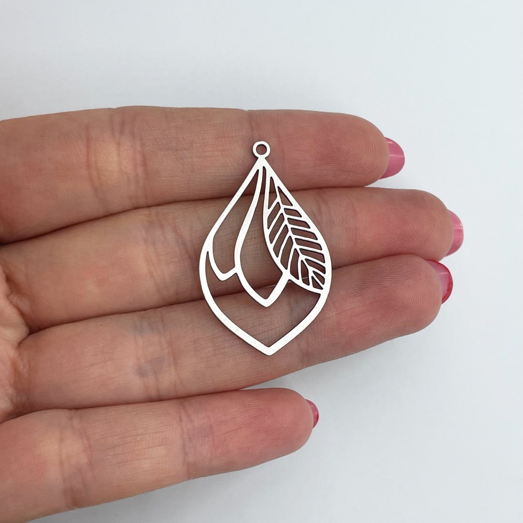 Stainless Steel Leaf Charm, Steel Oval Charm, Geometric Earring Charms ...