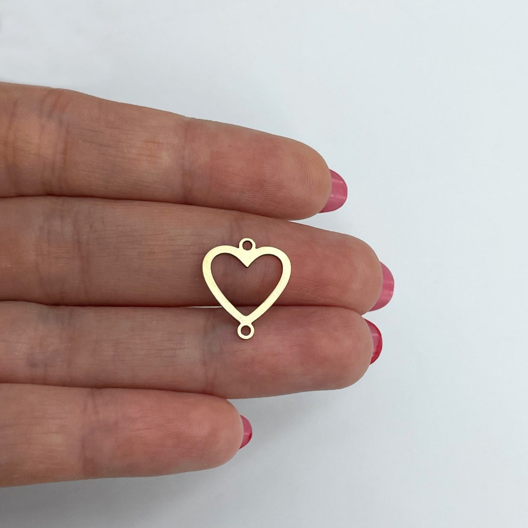 Raw Brass Heart Connector, Brass Heart Charm Pendant, Earring ...