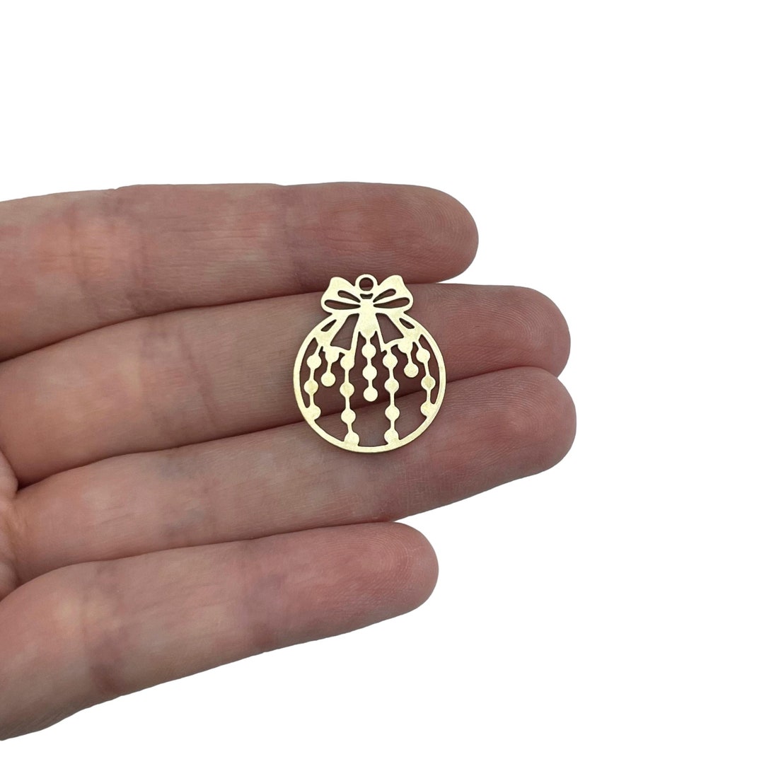 Brass Christmas Bauble Charm, Christmas Ornament Charms, Holiday Winter ...