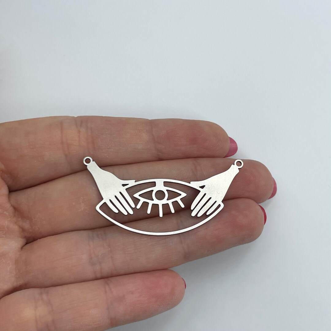 Stainless Steel Eye Charm, Oval Steel Charm, Hand Charm, 2 Loop Eye ...