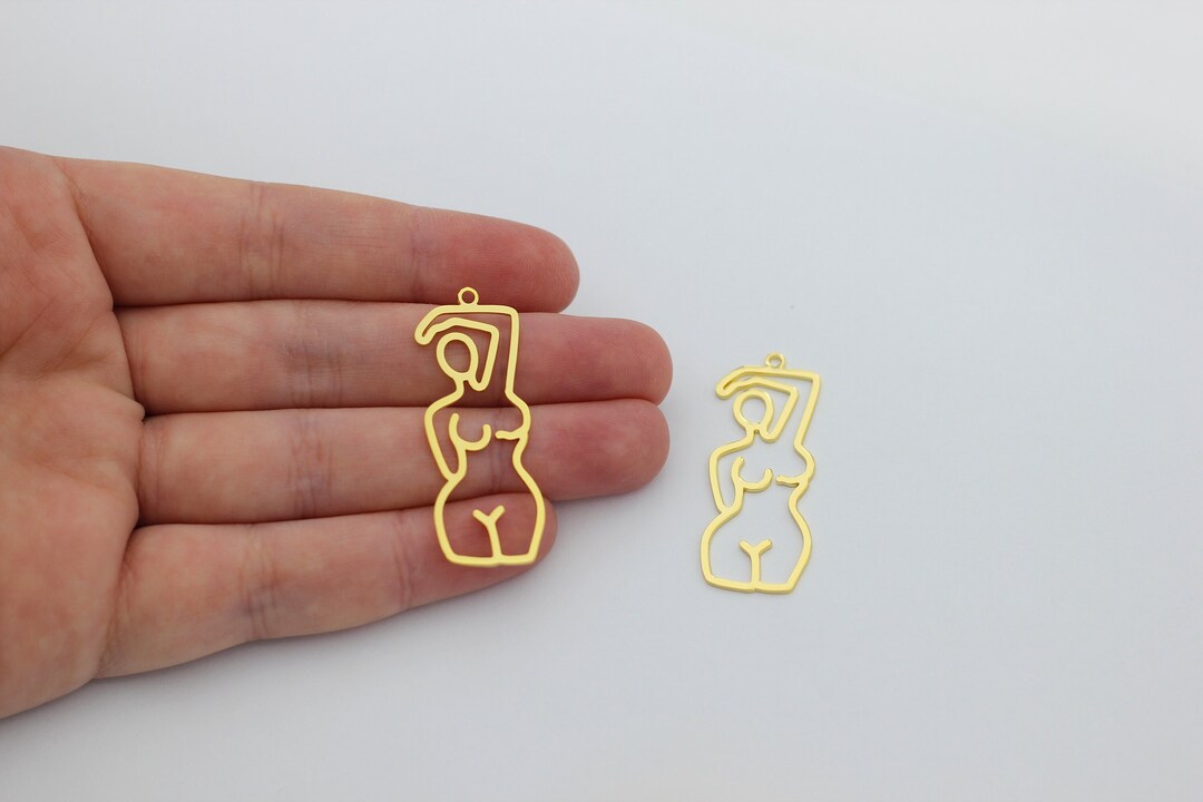 24k Gold Body Charm, Silhouette Charm, Female Body Charm, Goddess Body ...