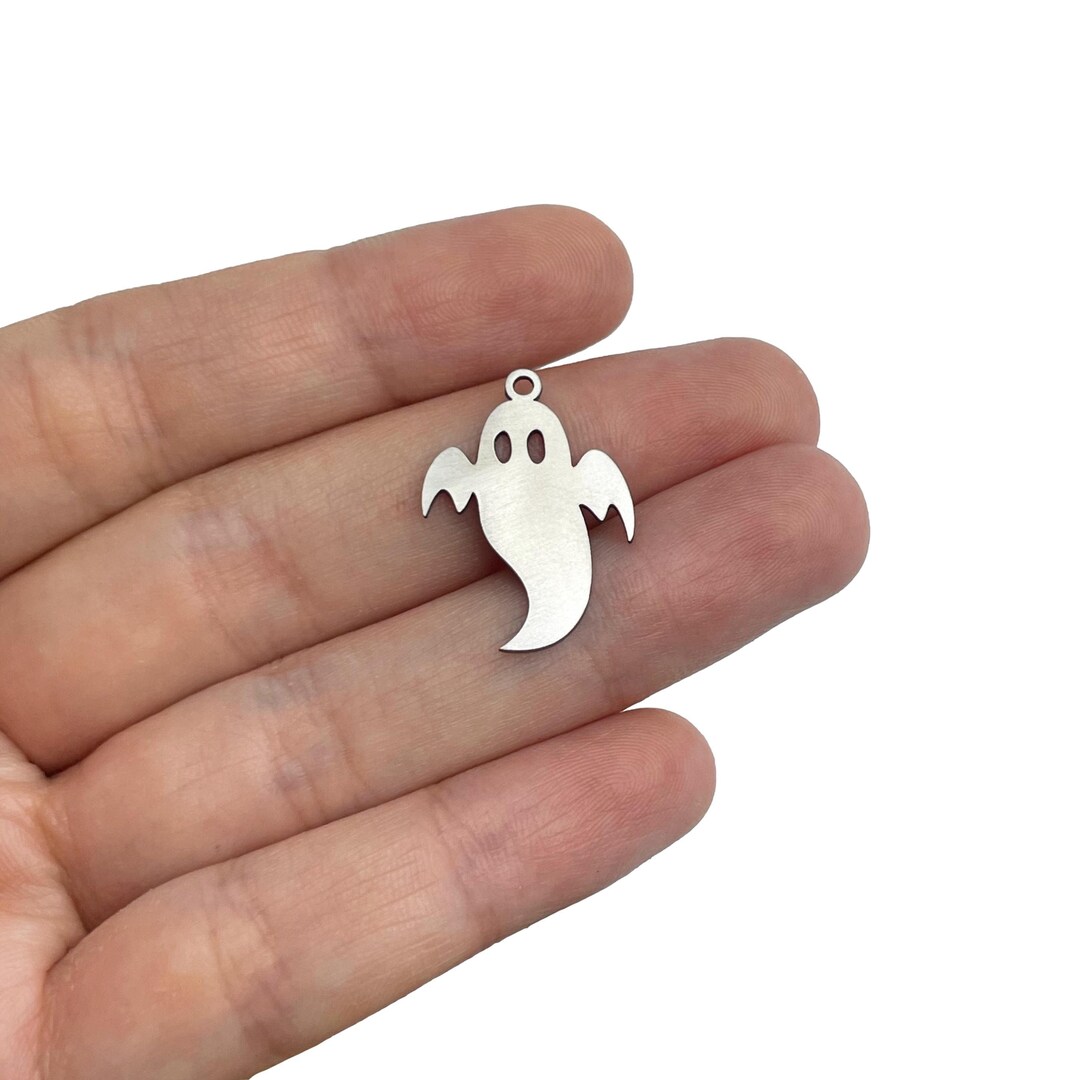 6pcs Stainless Steel Ghost Charm, Cute Ghost Pendant, Little Haunts ...