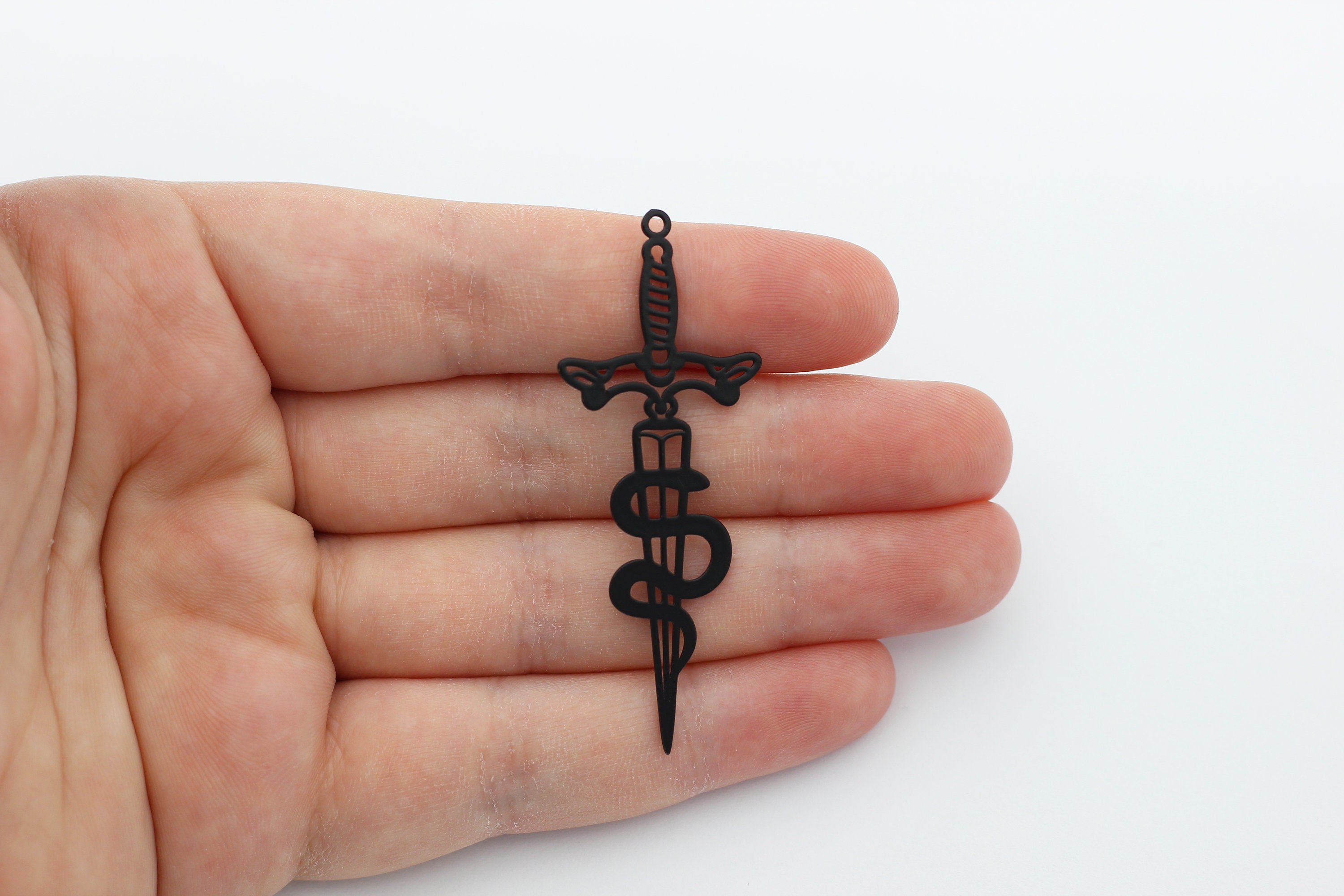Black Plated Steel Snake Sword Charm, Snake Charm, Sword Charm, Snake ...
