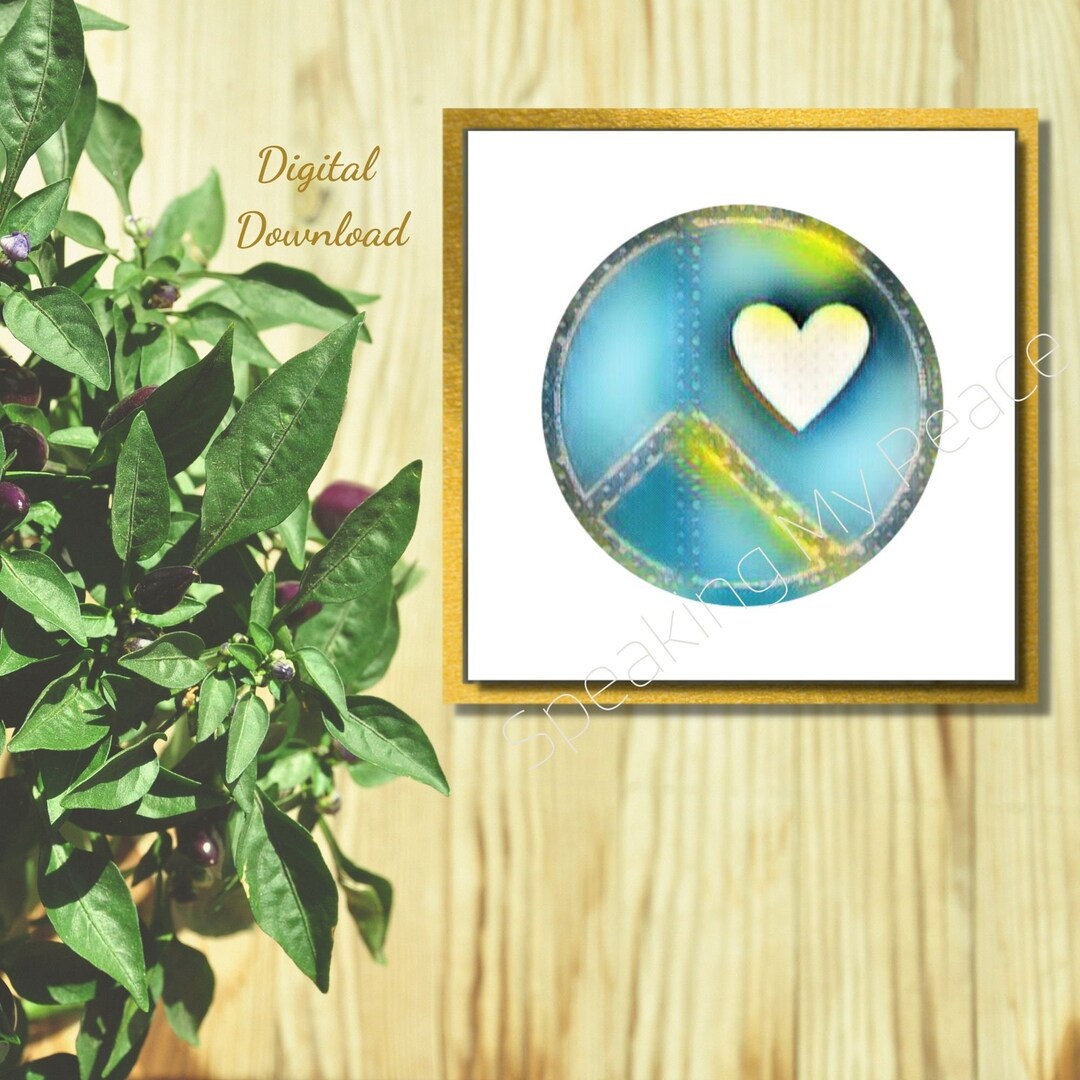 BOHO Peace and Love Wall Art| Digital Download| Watercolor Blue and ...