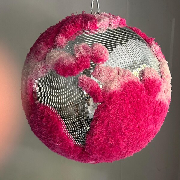 Earth Disco Ball, Art Globe, Mirror Mosaic Ball, Tufted Earth - Etsy