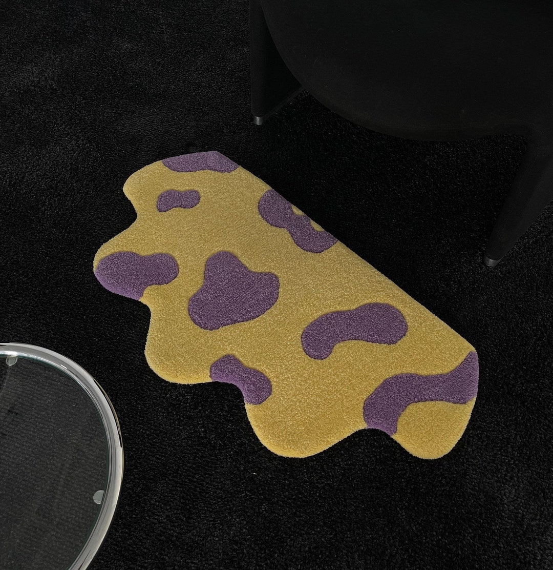 Tufted Yellow Purple Rug Small Cloud Abstract Carpet - Etsy