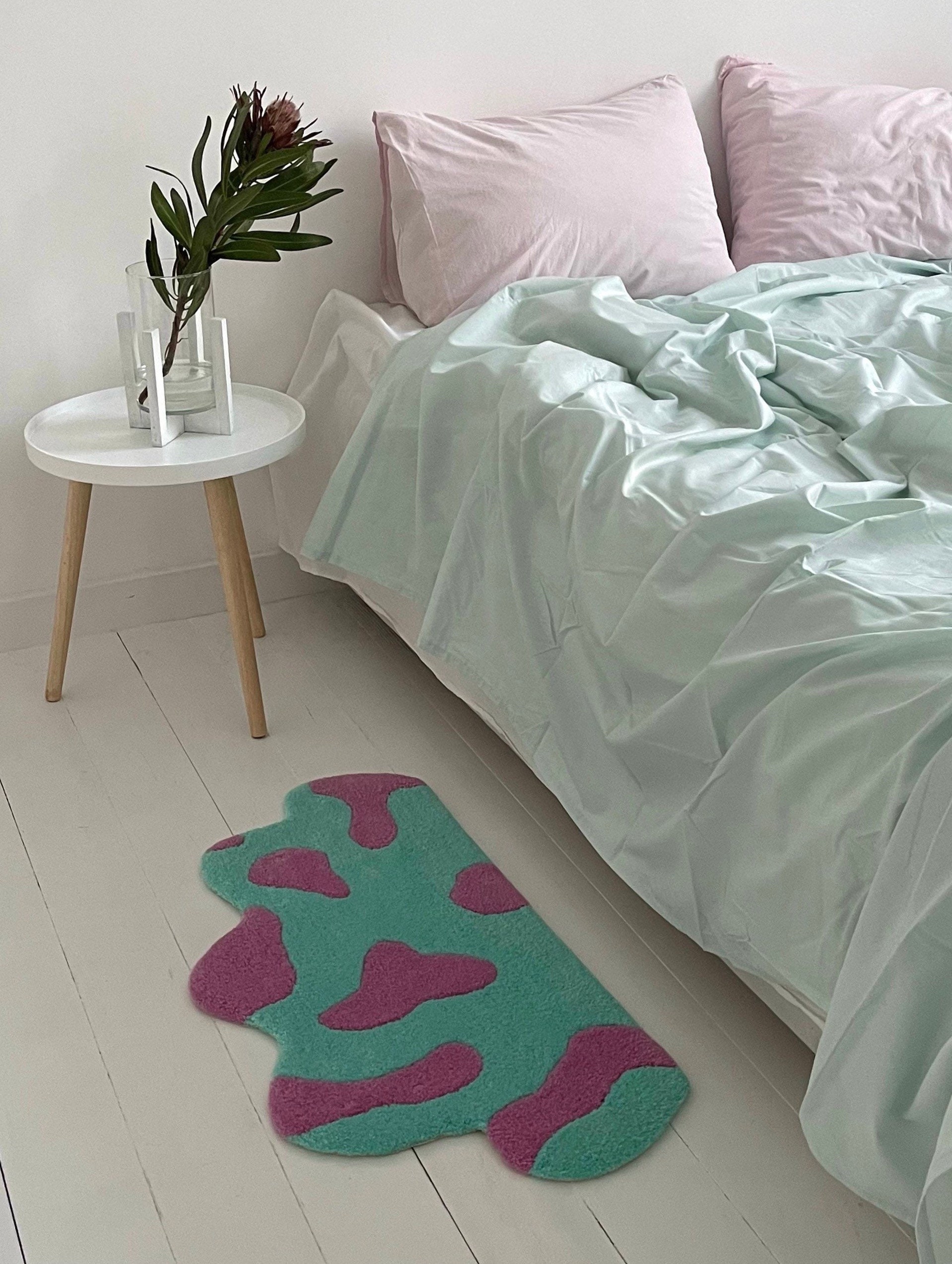 Mint Pink Bubble Bedside Rug - Etsy