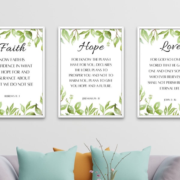 HEBREWS 11:1 Faith Bible Verse Scripture Prints Christian Wall Decor ...
