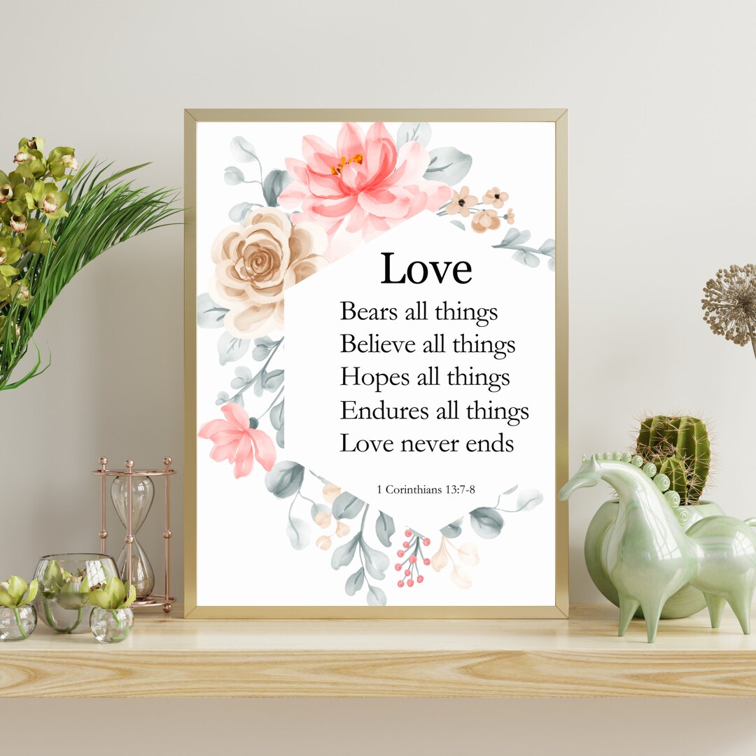 Floral Love Bible Verse Printable Wall Art (digital Download) - Etsy