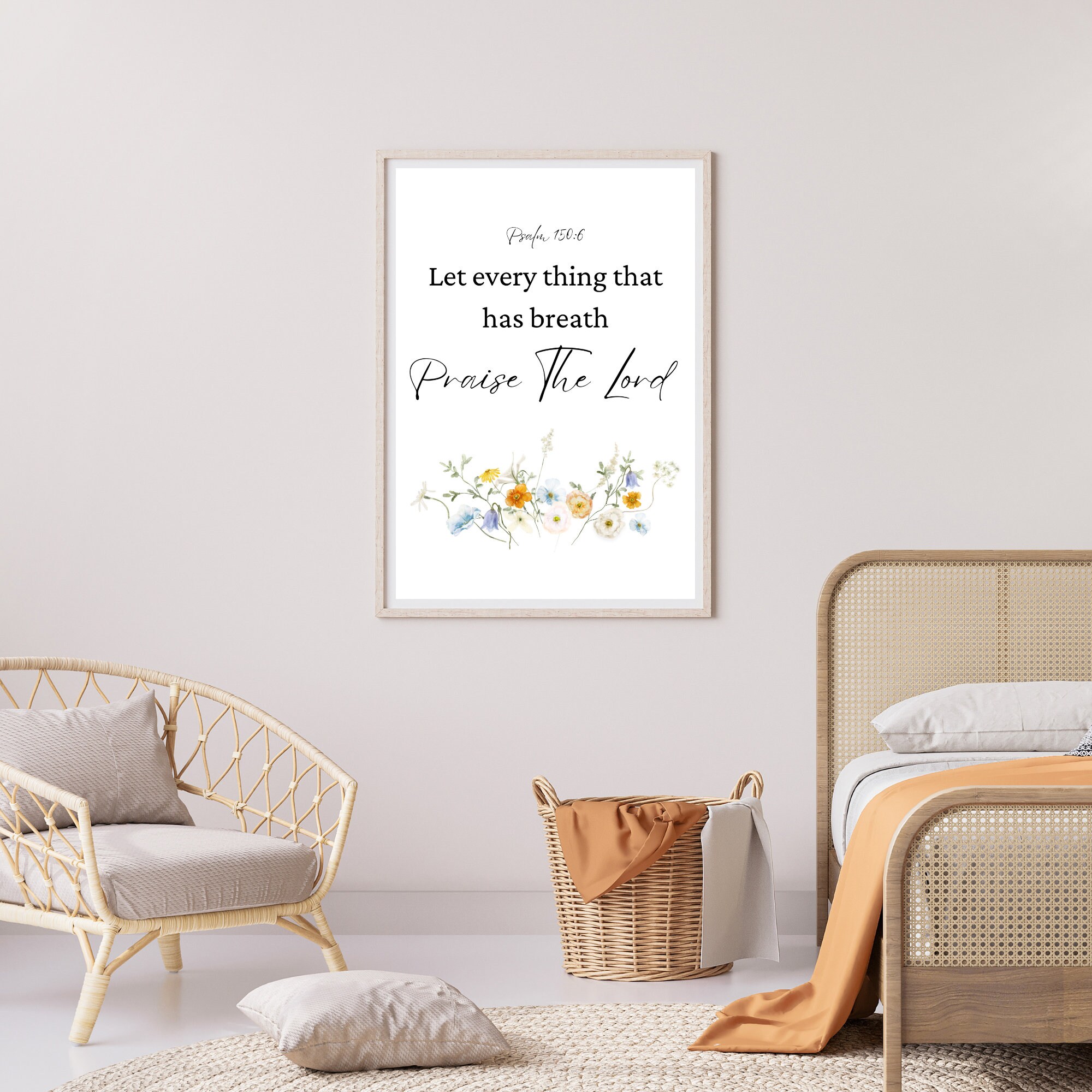 Psalm 150:6 Praise the Lord Bible Verse Wall Art Printable Minimalistic ...