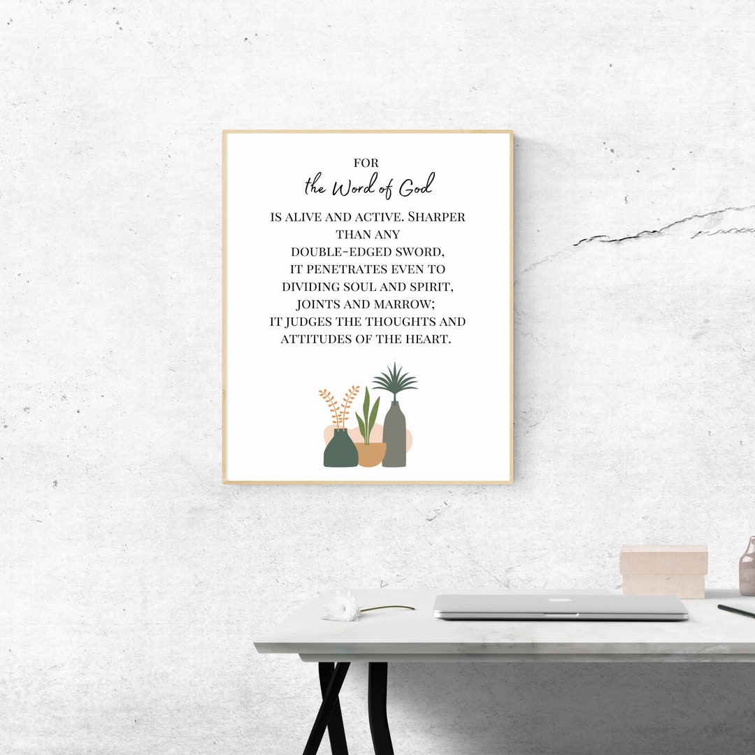 Hebrews 4:12 the Word of God Bible Verse Printable Wall Art Minimalist ...