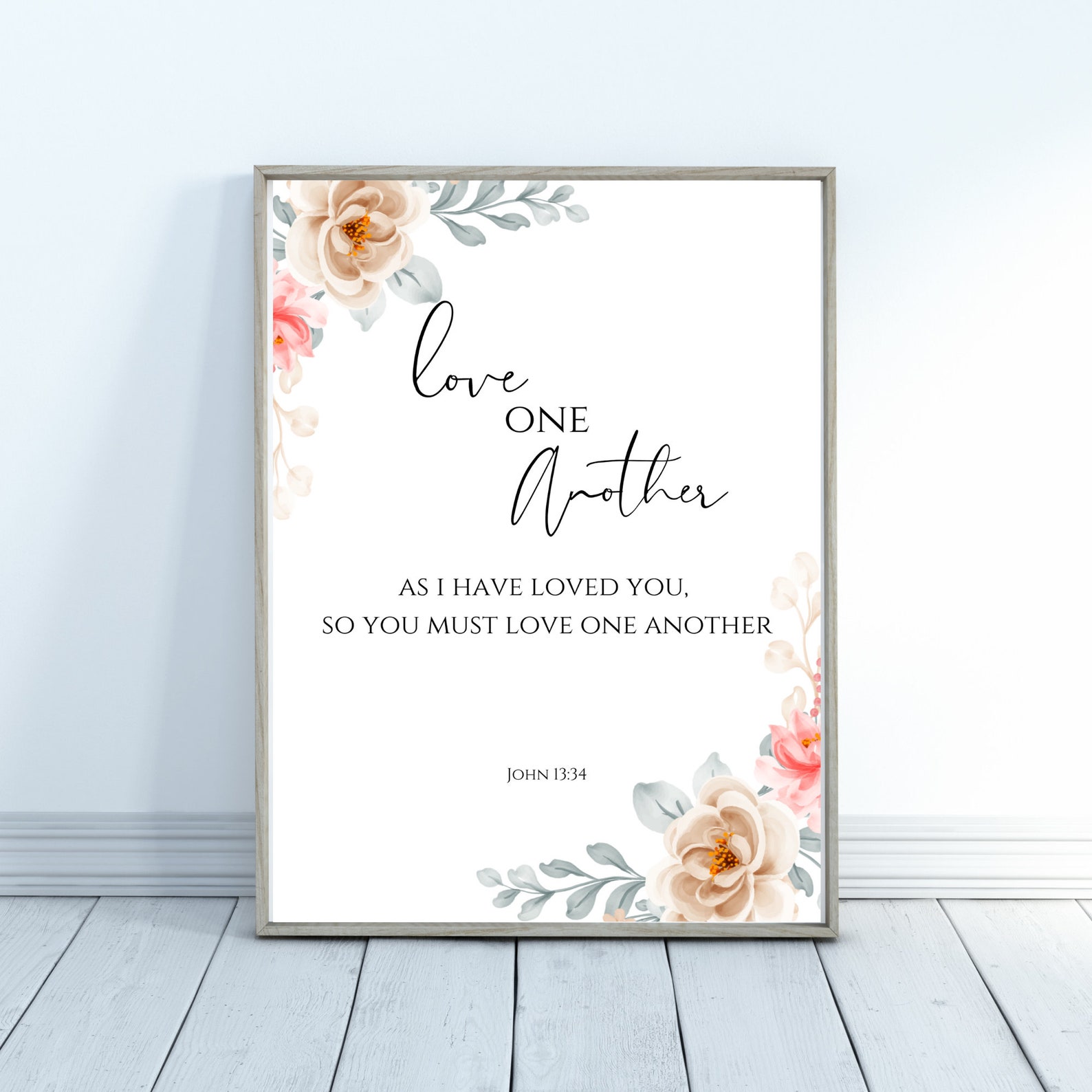John 13:34 Love One Another Bible Verse Print Wedding Christian Wall ...