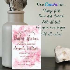 Baby Shower Invitation, Hello Baby, Floral Baby Shower Invitation, Pink ...