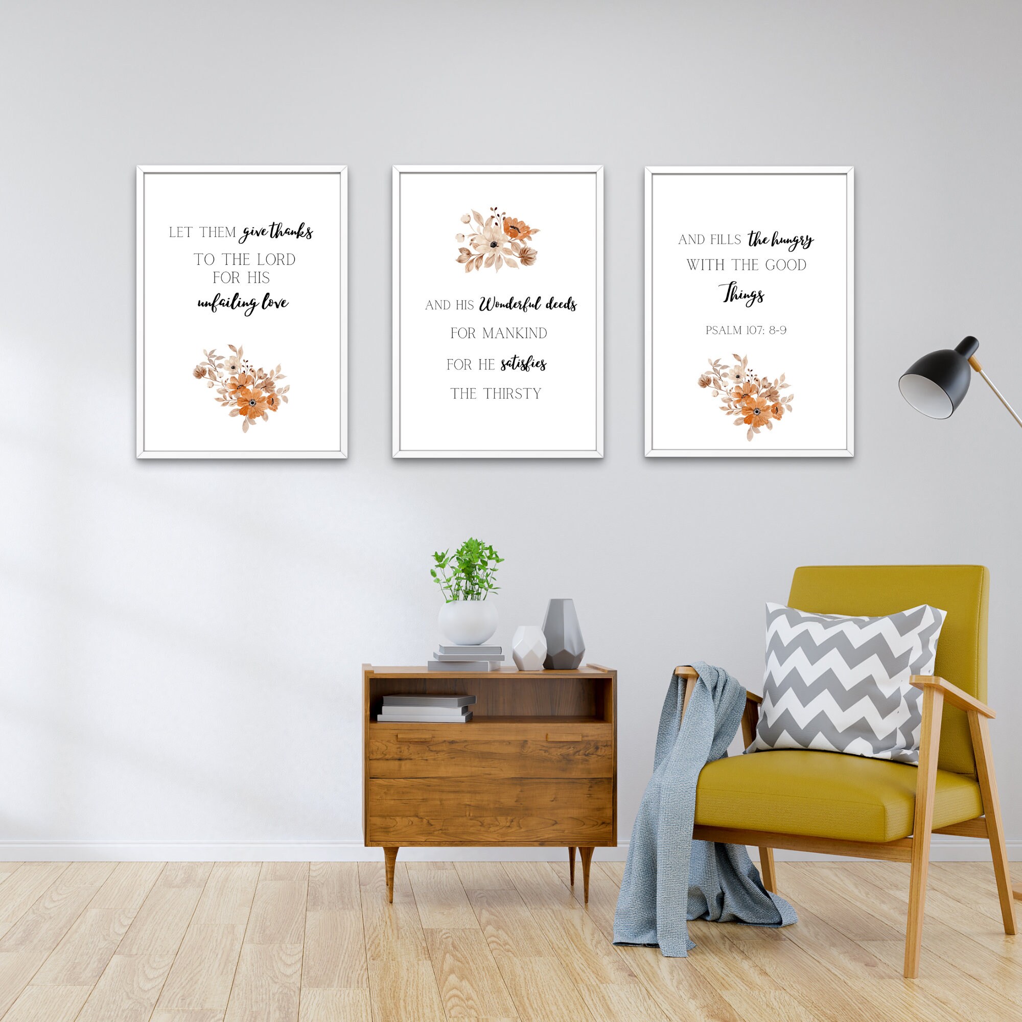 Modern Scripture Wall Art Set of 3 Thanksgiving Wall Art - Etsy