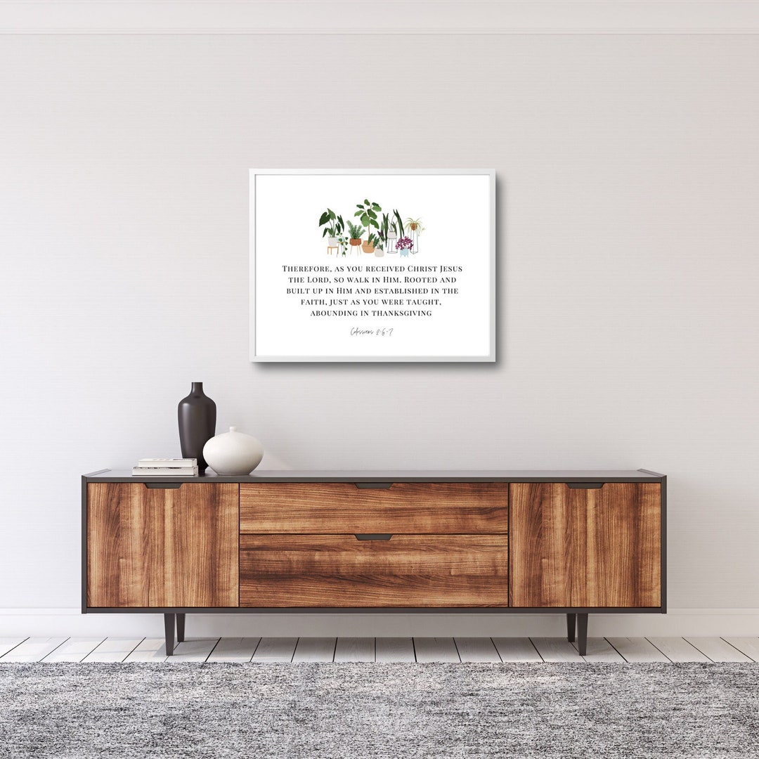 Colossians 2:6-7 Printable Minimalistic Verse Horizontal Christian Wall ...