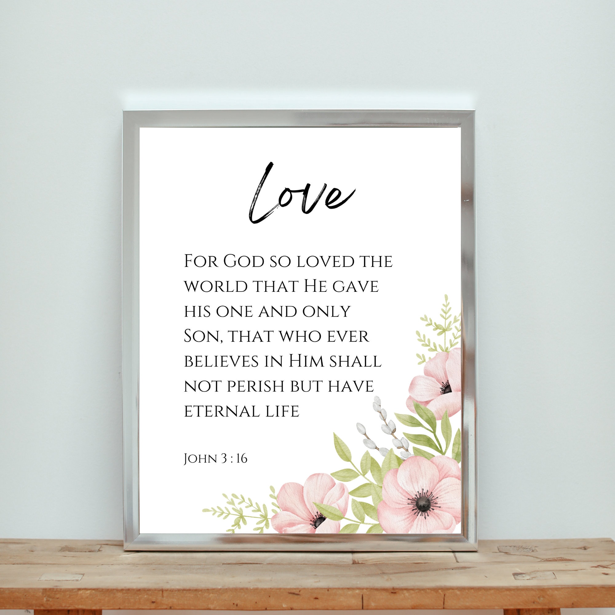 John 3:16 for God so Loved the World Bible Verse Wall Art Printable ...