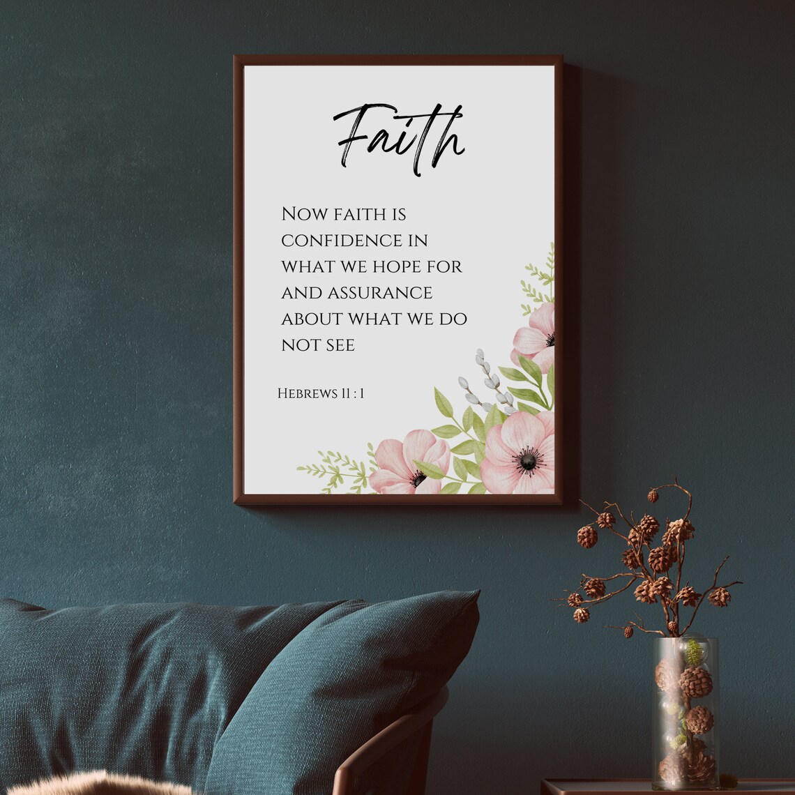 HEBREWS 11:1 Faith Bible Verse Scripture Prints Christian Wall Decor ...