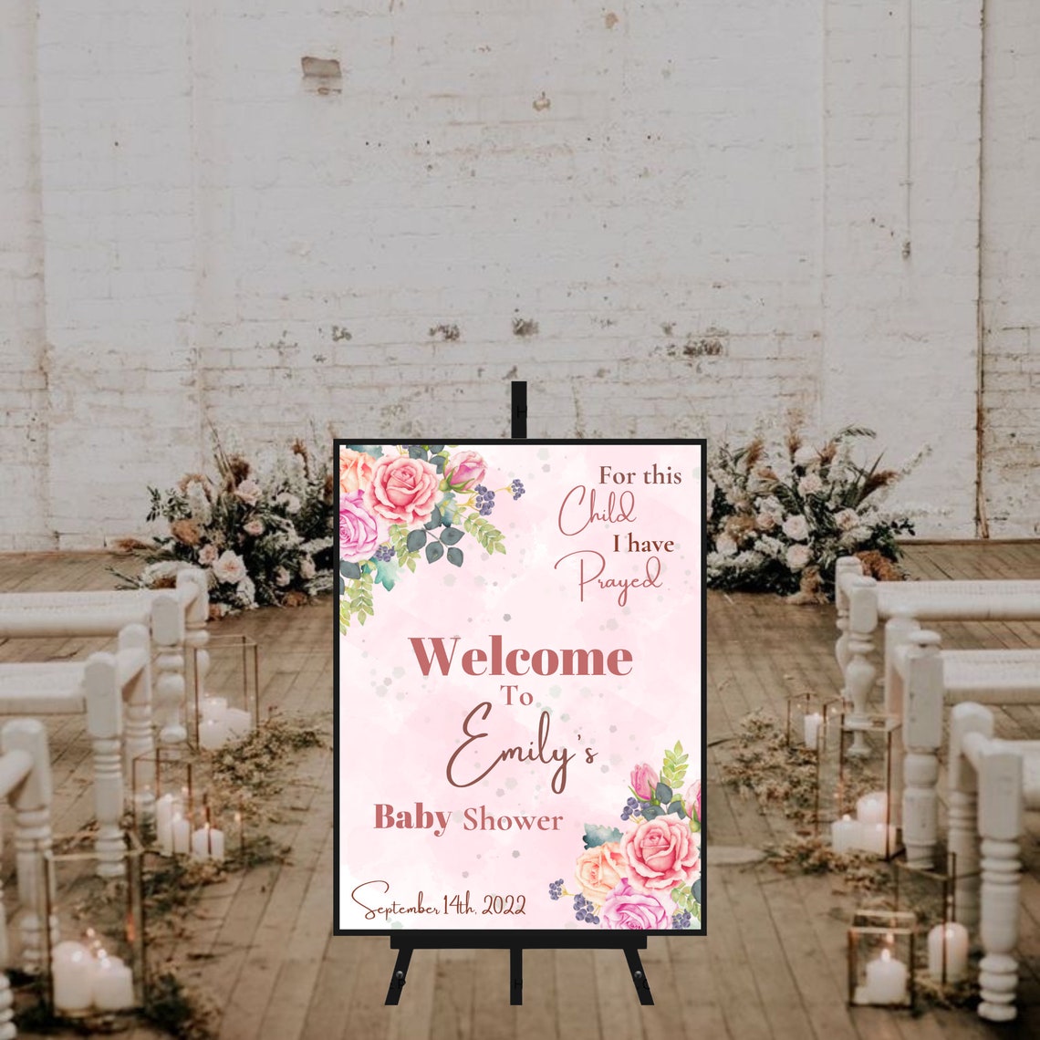 Instant Download Baby Shower Welcome Sign Template, Floral Welcome Sign ...