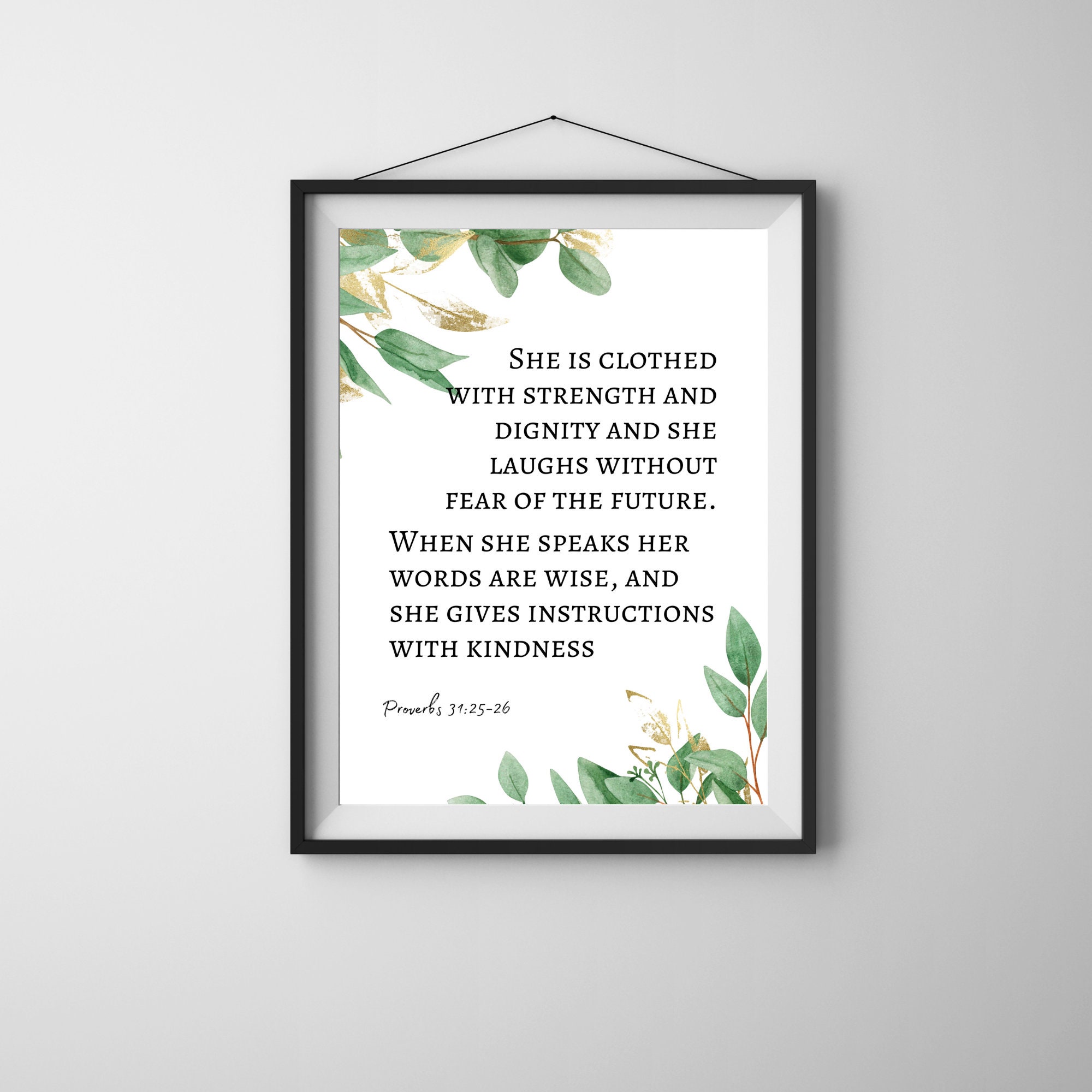 Proverbs 31:25-26 She is Clothed With Strength and Dignity Printable ...