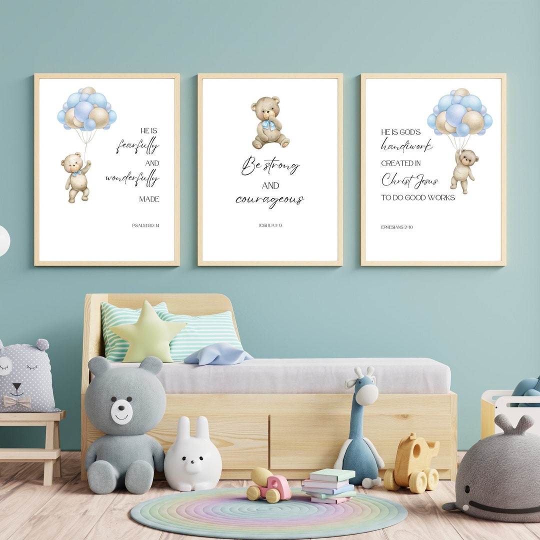 Christian Bears Nursery Art Set: Bible Verse Prints (digital Download ...