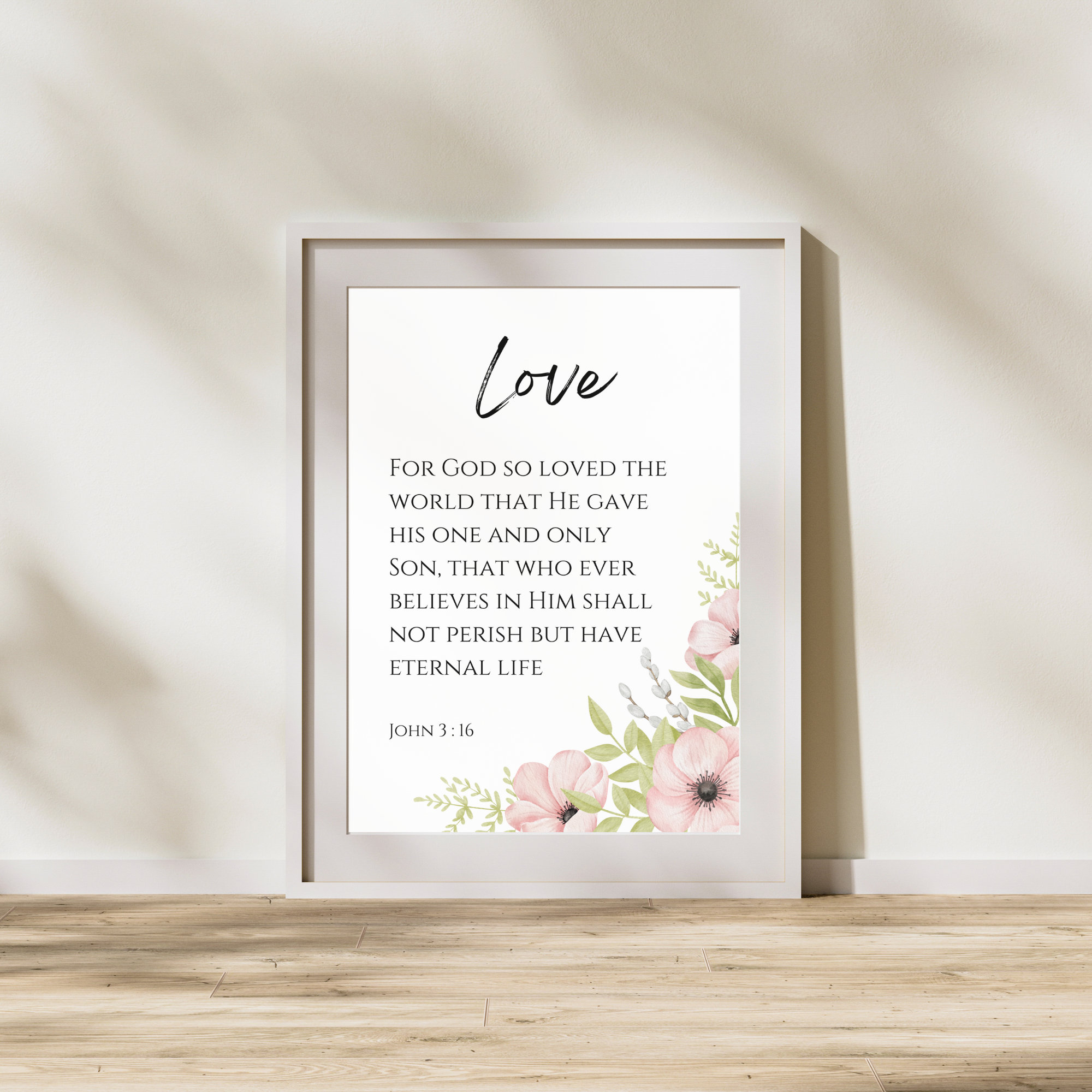 John 3:16 for God so Loved the World Bible Verse Wall Art Printable ...