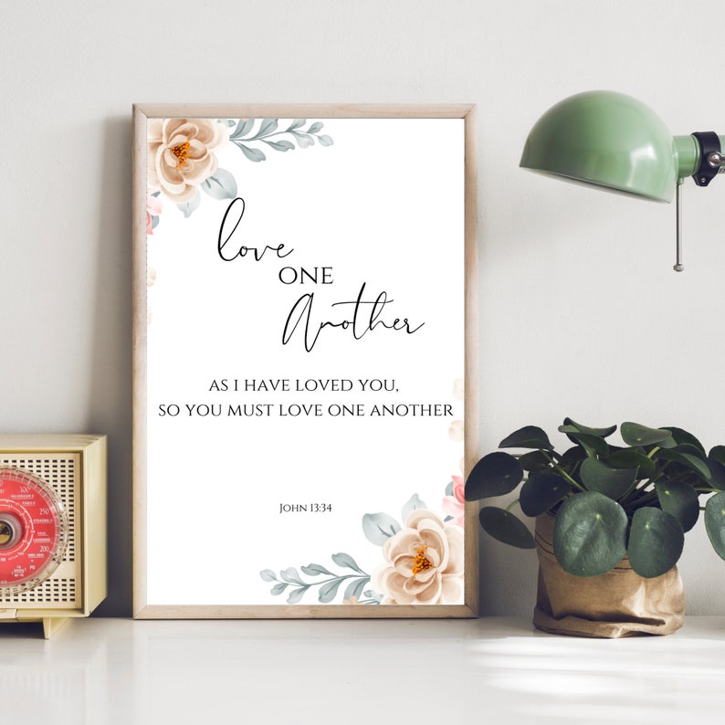 John 13:34 Love One Another Bible Verse Print Wedding Christian Wall ...