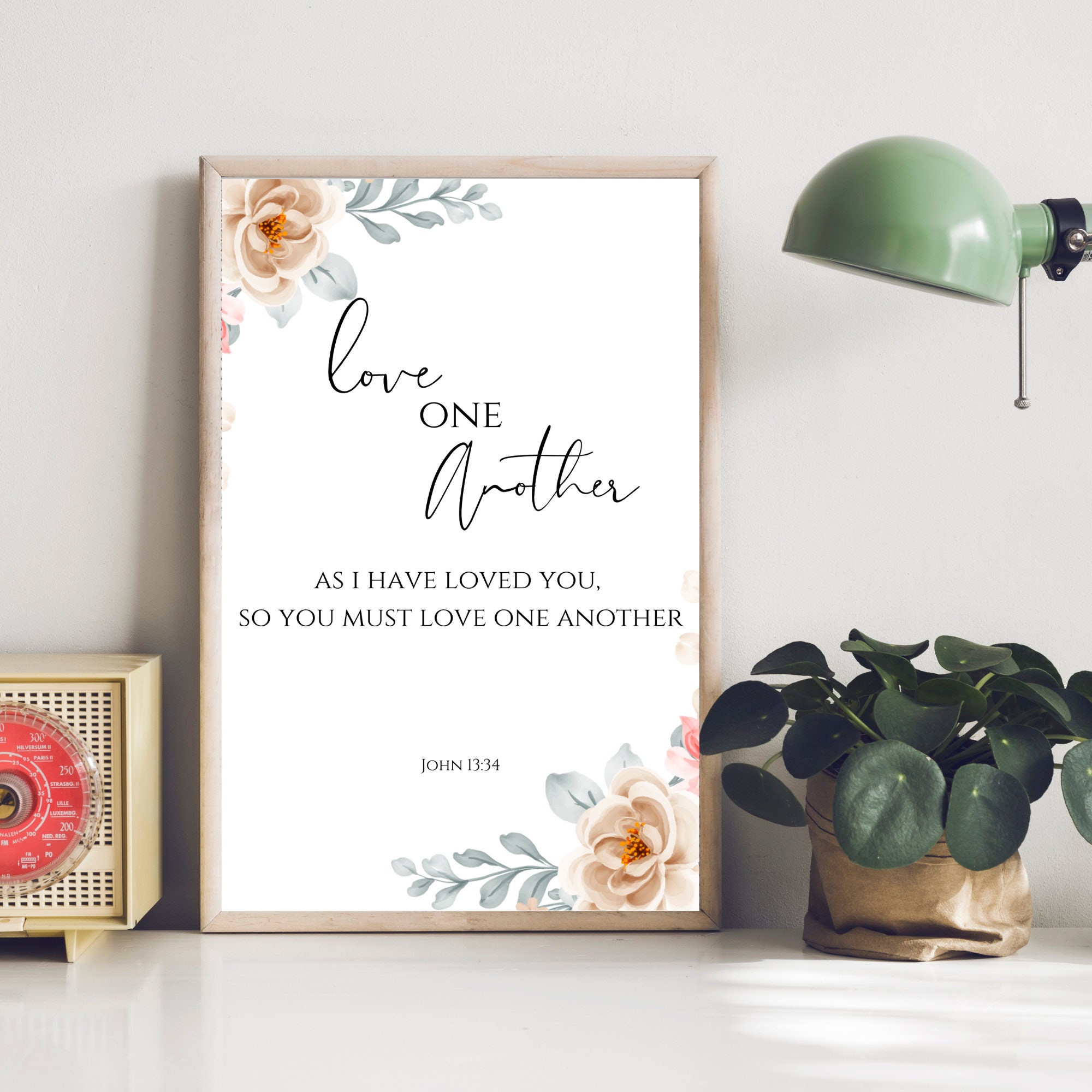 John 13:34 Love One Another Bible Verse Print Wedding Christian Wall ...