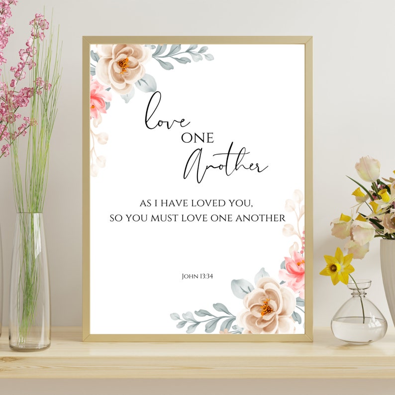 John 13:34 Love One Another Bible Verse Print Wedding Christian Wall ...