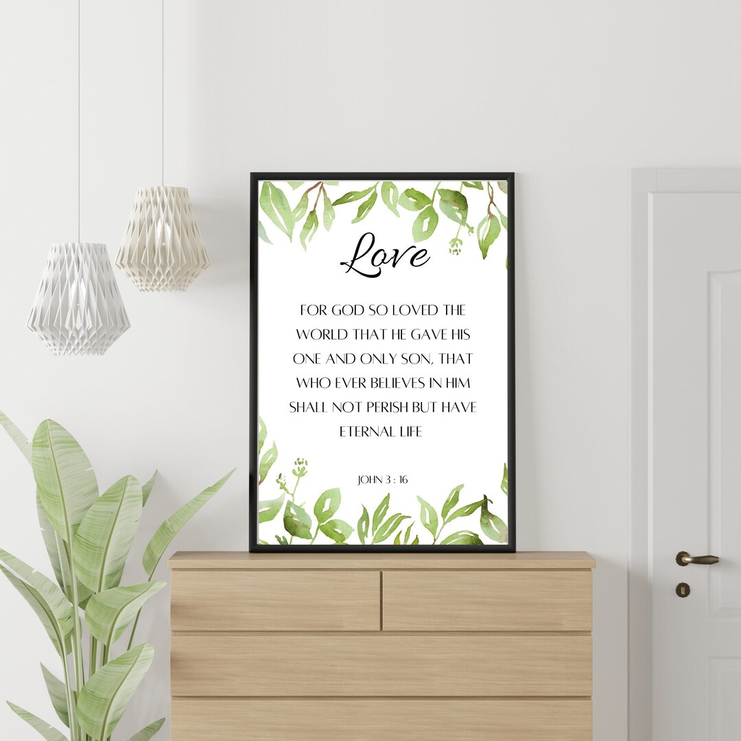John 3:16 for God so Loved the World Bible Verse Wall Art Printable ...