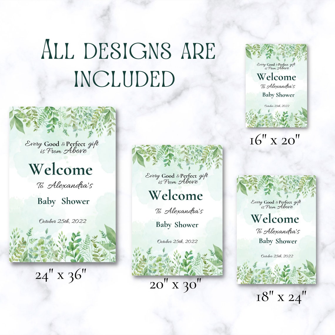 Baby Shower Welcome Sign Template, Greenery Welcome Sign, Printable ...
